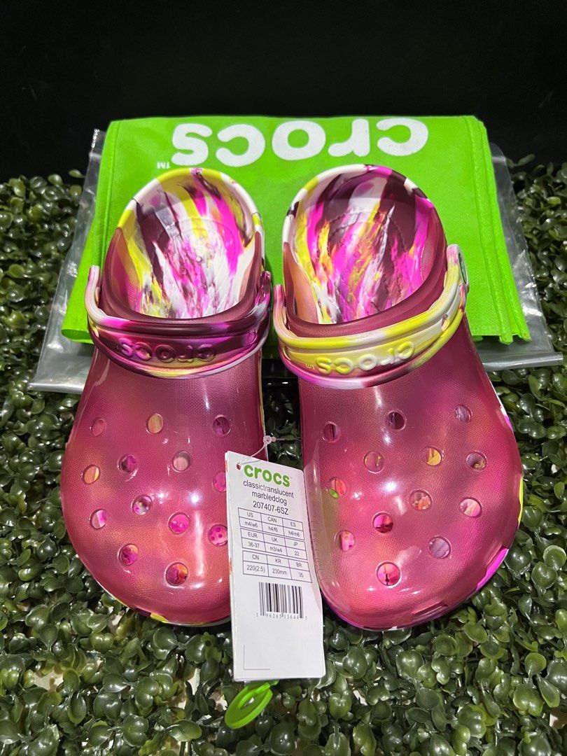 Crocs Classic Translucent Marbled Clog W6, Women's Fashion, Footwear ...