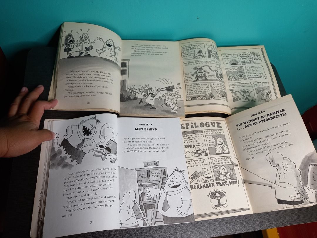 Dav Pilkey Captain Underpants Book Set of 4 Paperback, Hobbies & Toys ...