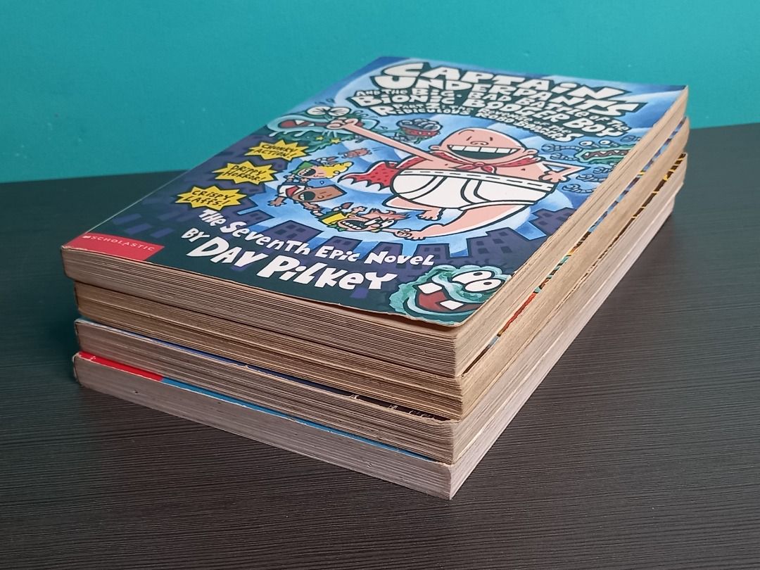 Dav Pilkey Captain Underpants Book Set of 4 Paperback, Hobbies & Toys ...