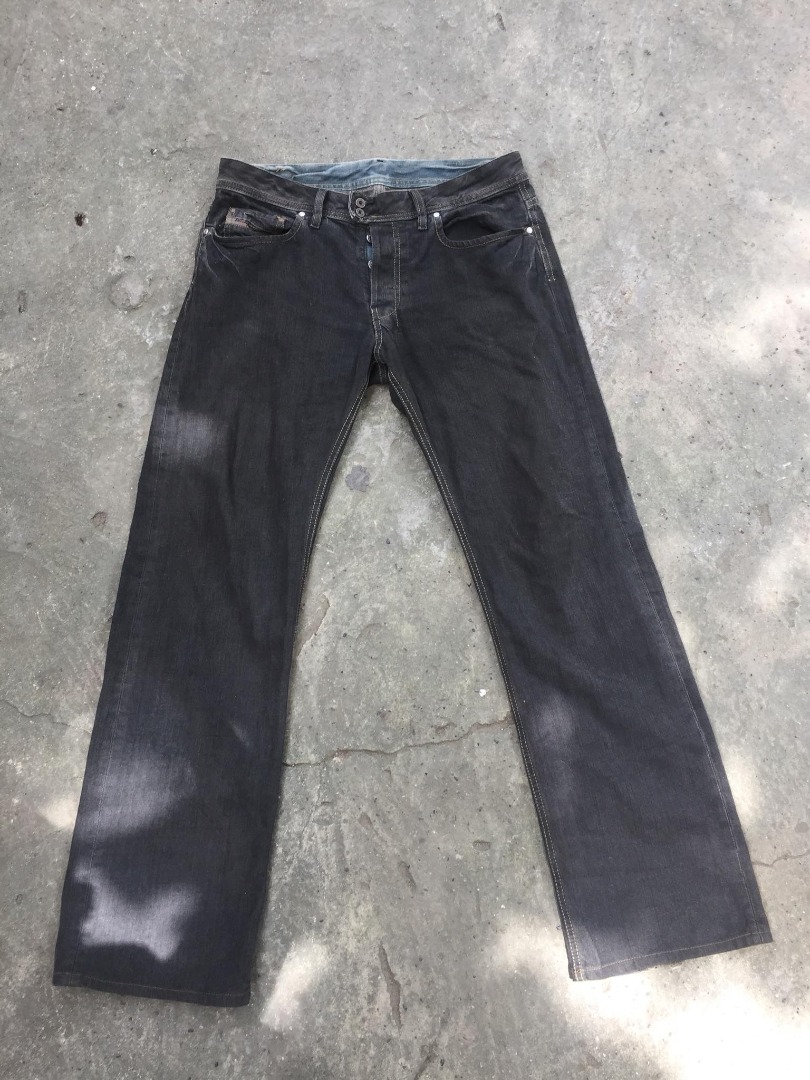 Diesel Dark Grey Wide Jeans, Men's Fashion, Bottoms, Jeans on Carousell
