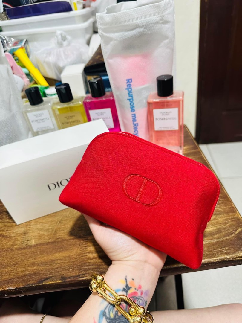 Dior Red Pouch ( free Gifts for Vips), Luxury, Bags & Wallets on Carousell