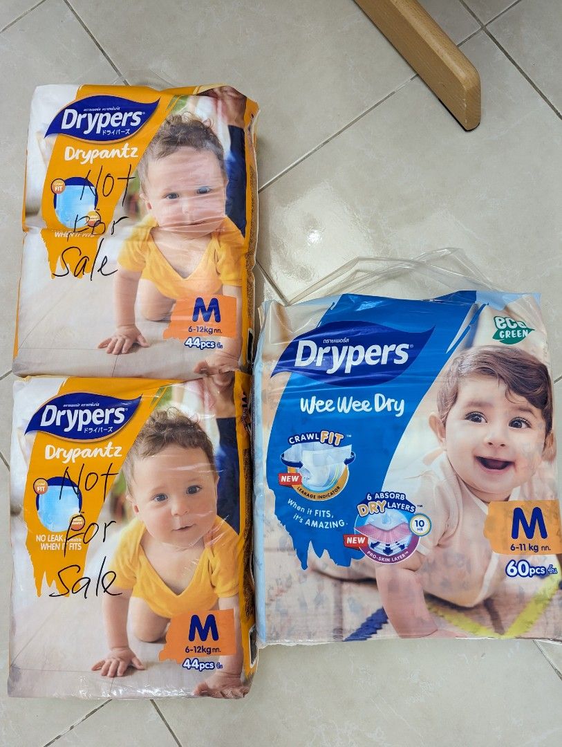 Drypers Drypantz M x 2, Drypers Wee Wee Dry Tape x 1, Babies & Kids ...