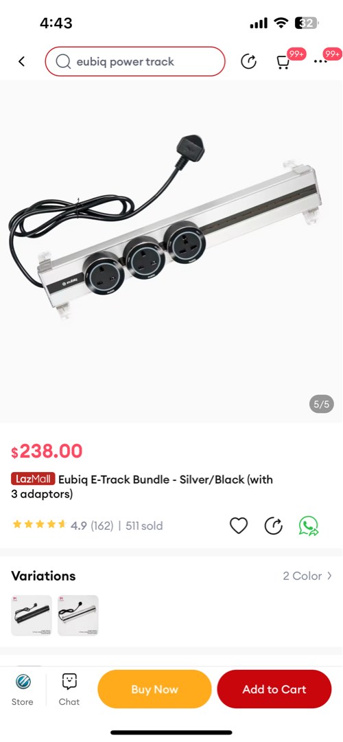 EUBIQ E track bundle silver with 3 adaptors, TV & Home Appliances, Electrical, Adaptors ...