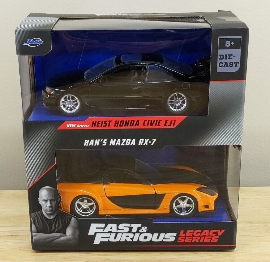 Fast & Furious Legacy series - Han’s Mazda RX-7 &1993 Honda Civic EJ1 1:32 Diecast Collection ...