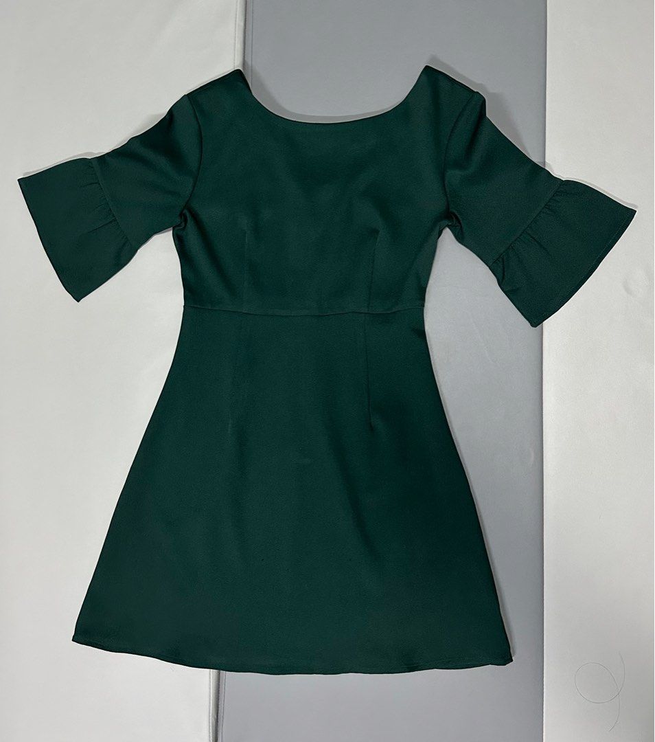 Formal mini dinner dress with low back and ruffle sleeves, Women's ...