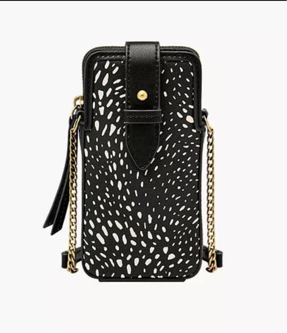 Fossil Lainie Phone Case Crossbody in Black Cheetah, Women's Fashion ...