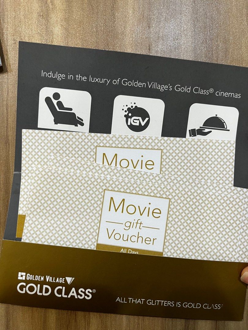 Golden Village Gold Class Tickets (3 pcs), Tickets & Vouchers, Vouchers ...
