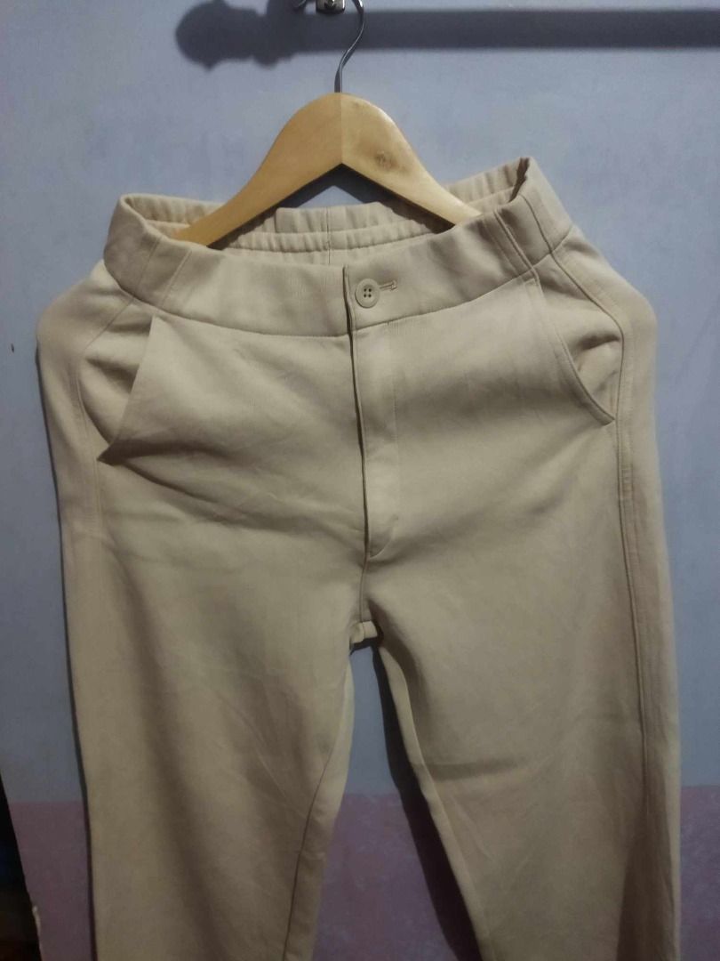 GU BEIGE SEMI-GARTERIZED TROUSERS, Women's Fashion, Bottoms, Other ...