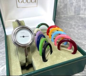 GUCCI Change Bezel Watch Silver, Luxury, Watches on Carousell