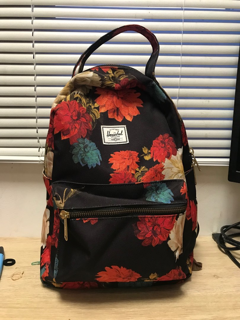 Herschel floral backpack, Women's Fashion, Bags & Wallets, Backpacks on ...