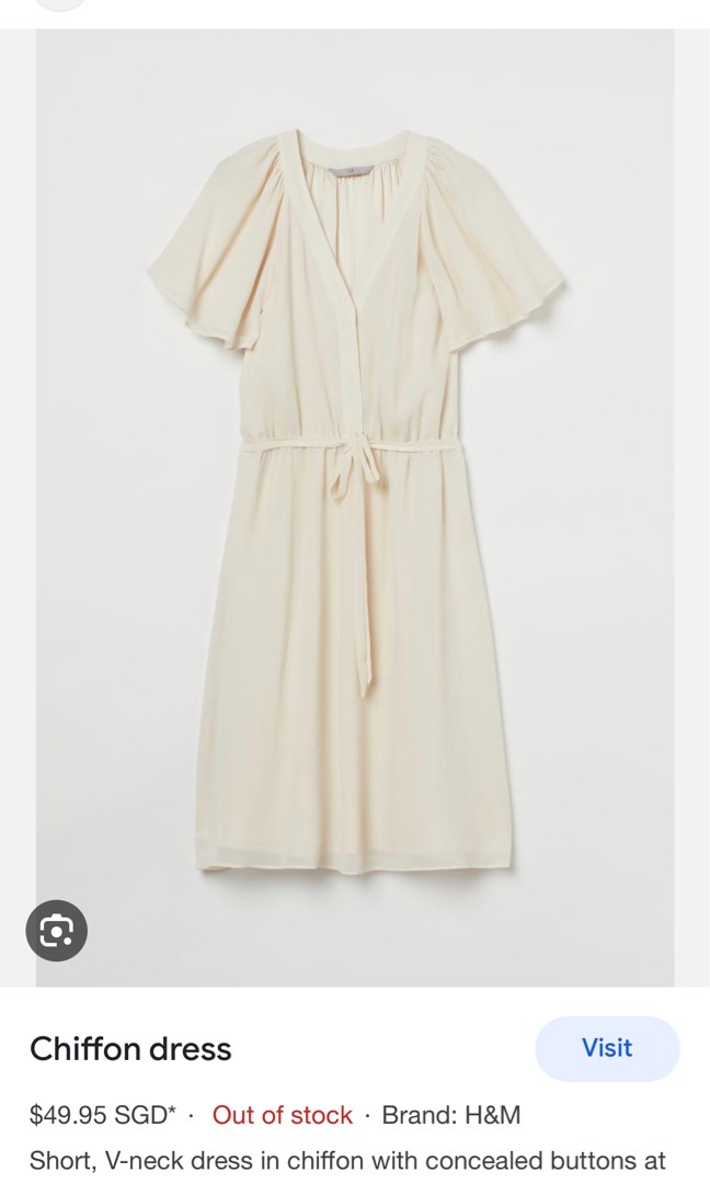 Hnm light beige chiffon dress, Women's Fashion, Dresses & Sets, Dresses ...
