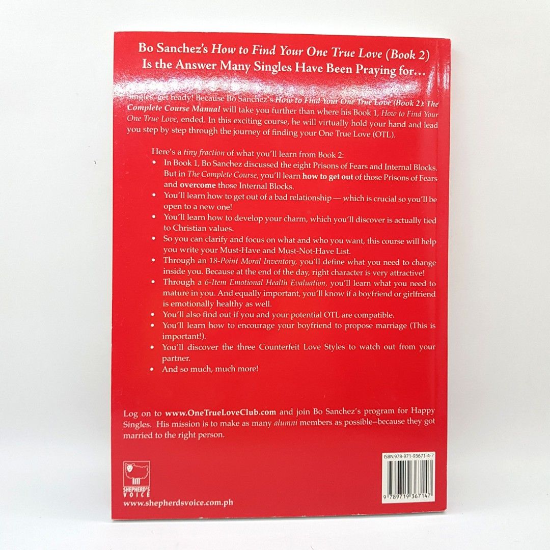 How to Find Your One True Love Book 2 Bo Sanchez inspirational motivational, Hobbies & Toys ...