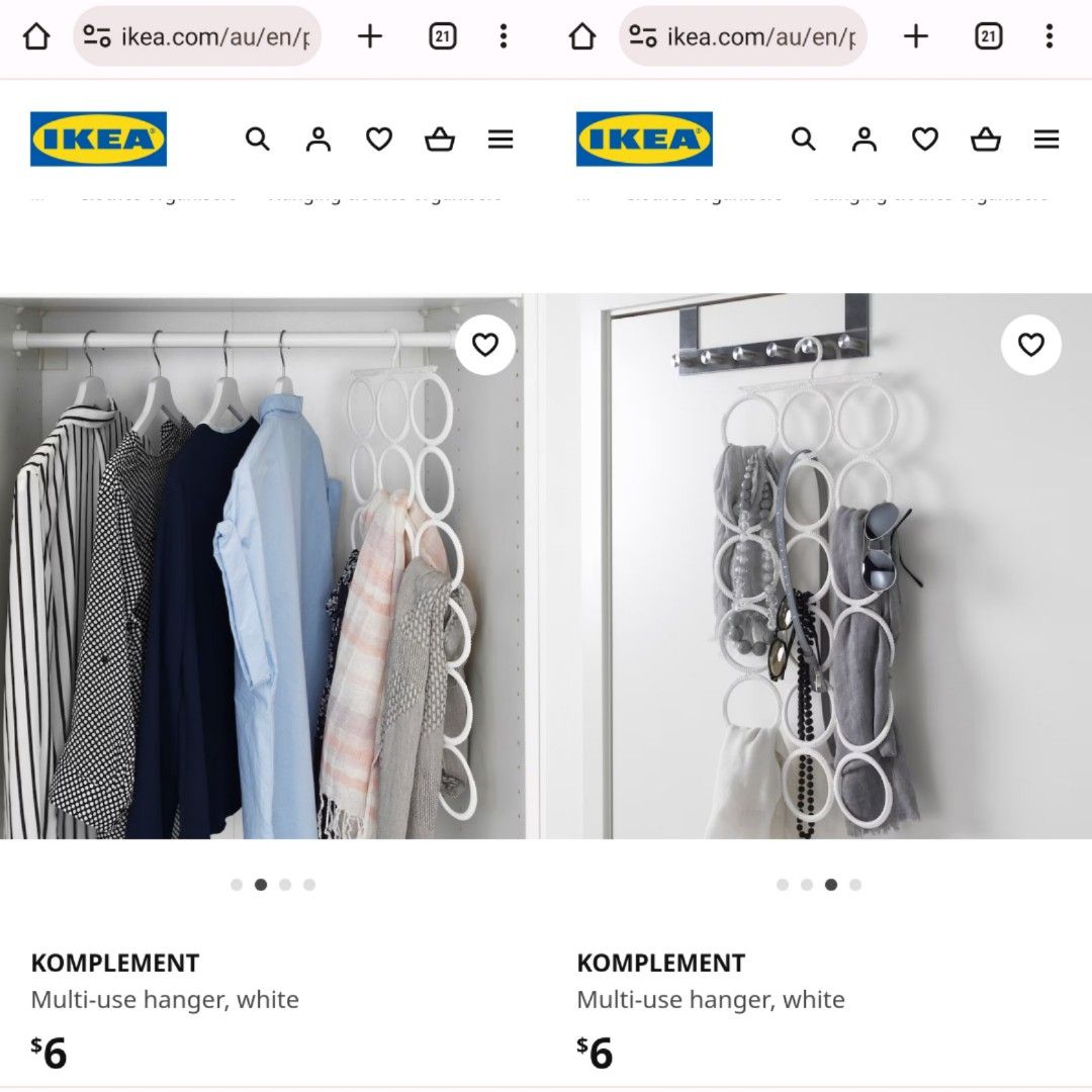 Ikea Komplement Multi-use hanger, white, Furniture & Home Living, Home Improvement ...