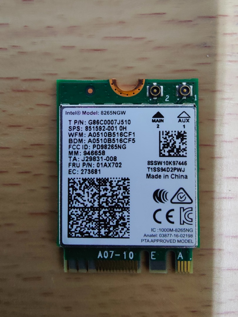 Intel® Dual Band Wireless-AC 8265 NGW M.2 2230, 電腦＆科技, 電腦周邊及配件, Wifi及上網 ...