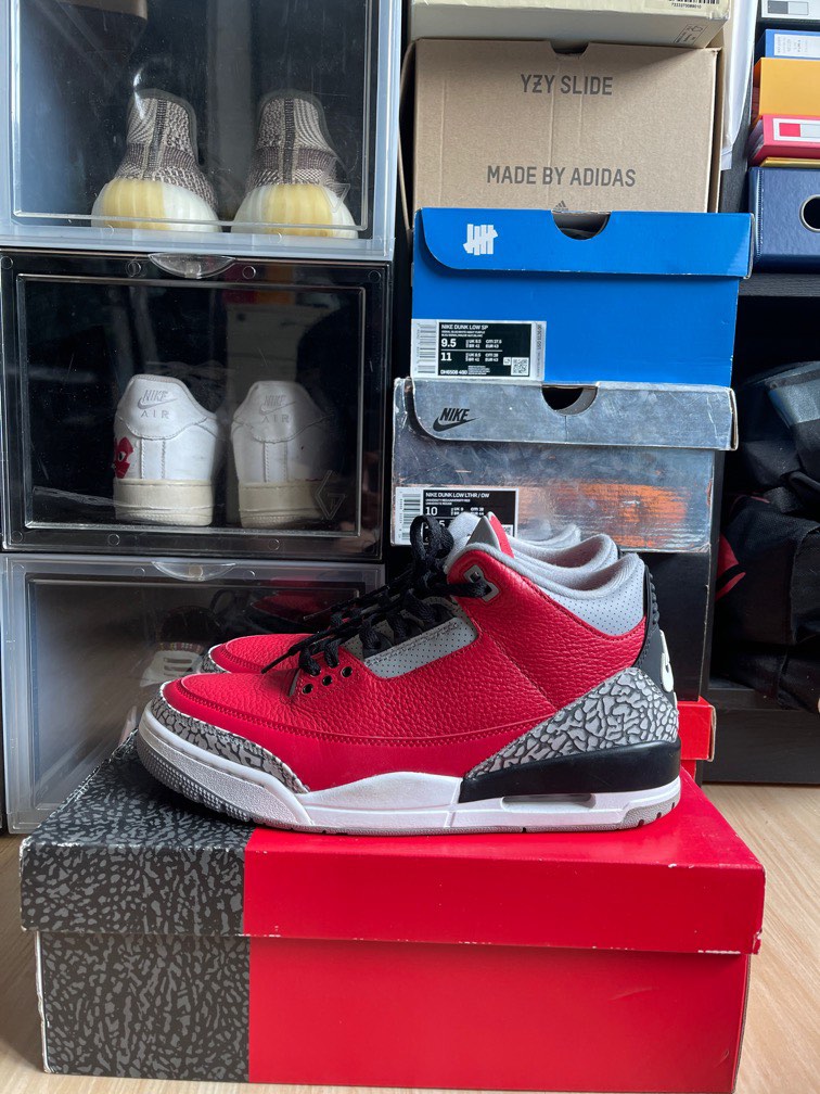 Jordan 3 Fire Reds, Men's Fashion, Footwear, Sneakers on Carousell