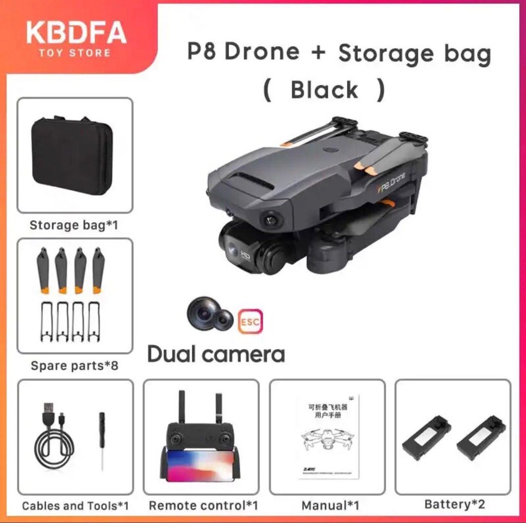 KBDFA P8 Pro Mini Drones 5G WIFI RC 4K Drone Camera HD 360 Intelligent ...