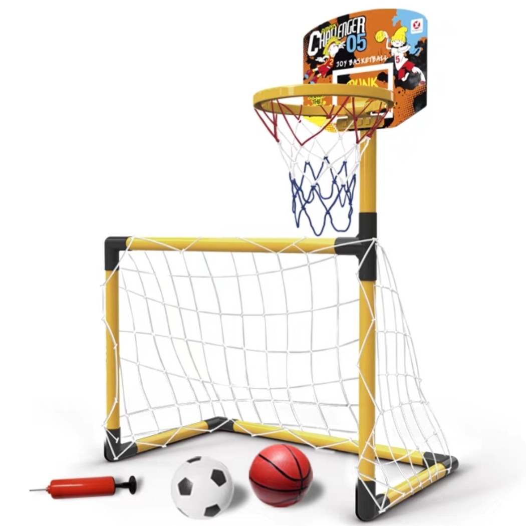 Kids Portable Mini Indoor Basketball Stand Net Hoop and Football Soccer ...