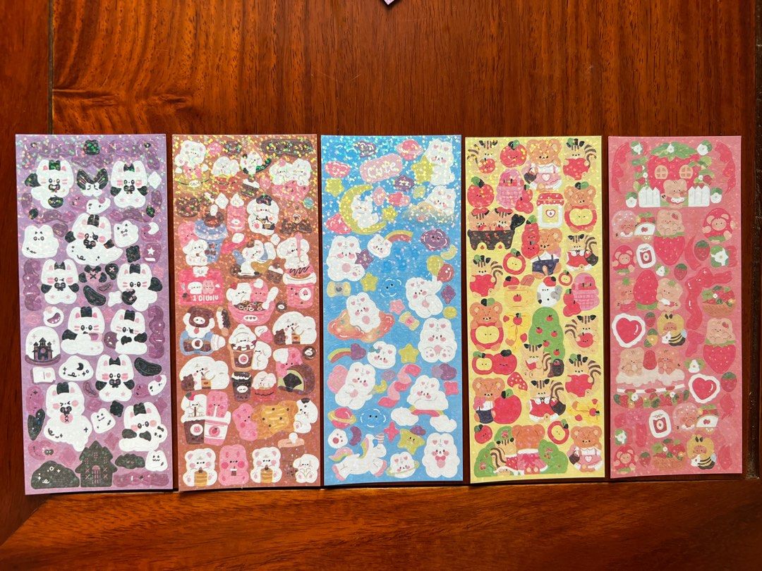 Cute Korean Stickers Shiny Deco Sticker Sheet of 5 / Toploaders ...
