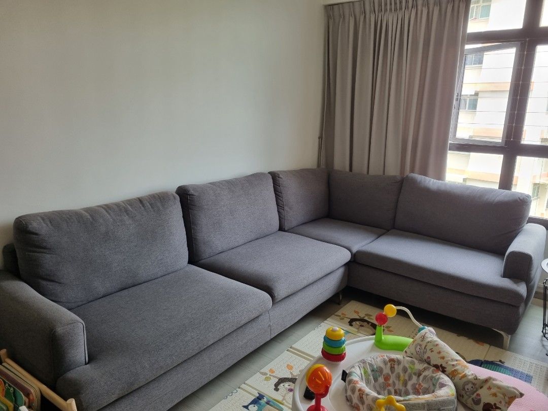 L shape fabric sofa (star living), Furniture & Home Living, Furniture, Sofas on Carousell