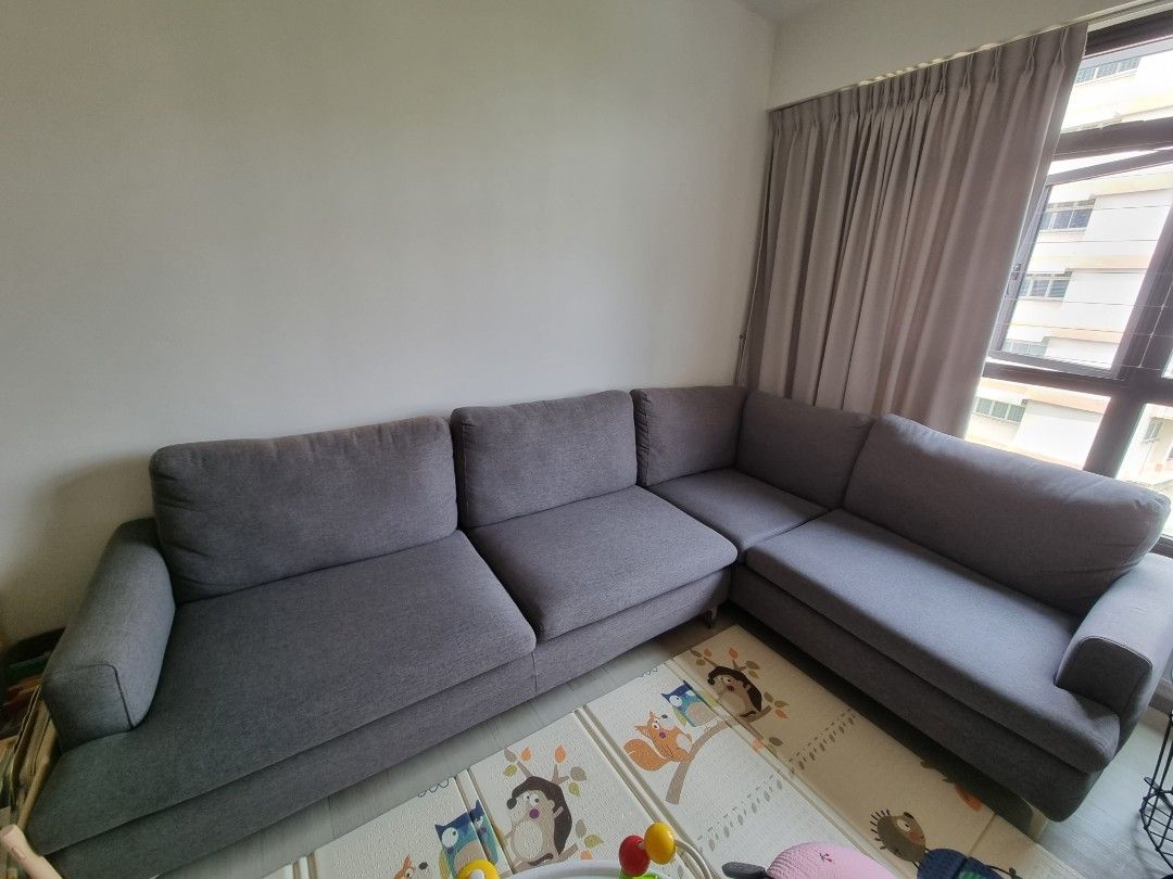 L shape fabric sofa (star living), Furniture & Home Living, Furniture, Sofas on Carousell