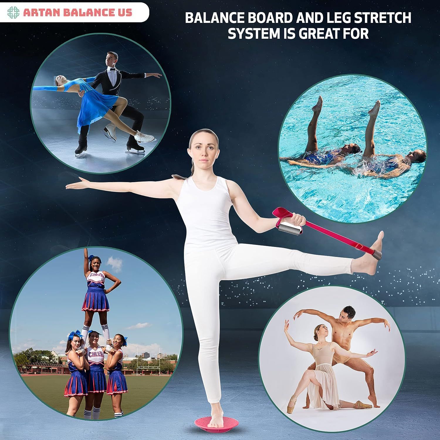 Leg Stretching Strap and Ballet Balance Board, 2 Pc. Set, Stretching ...