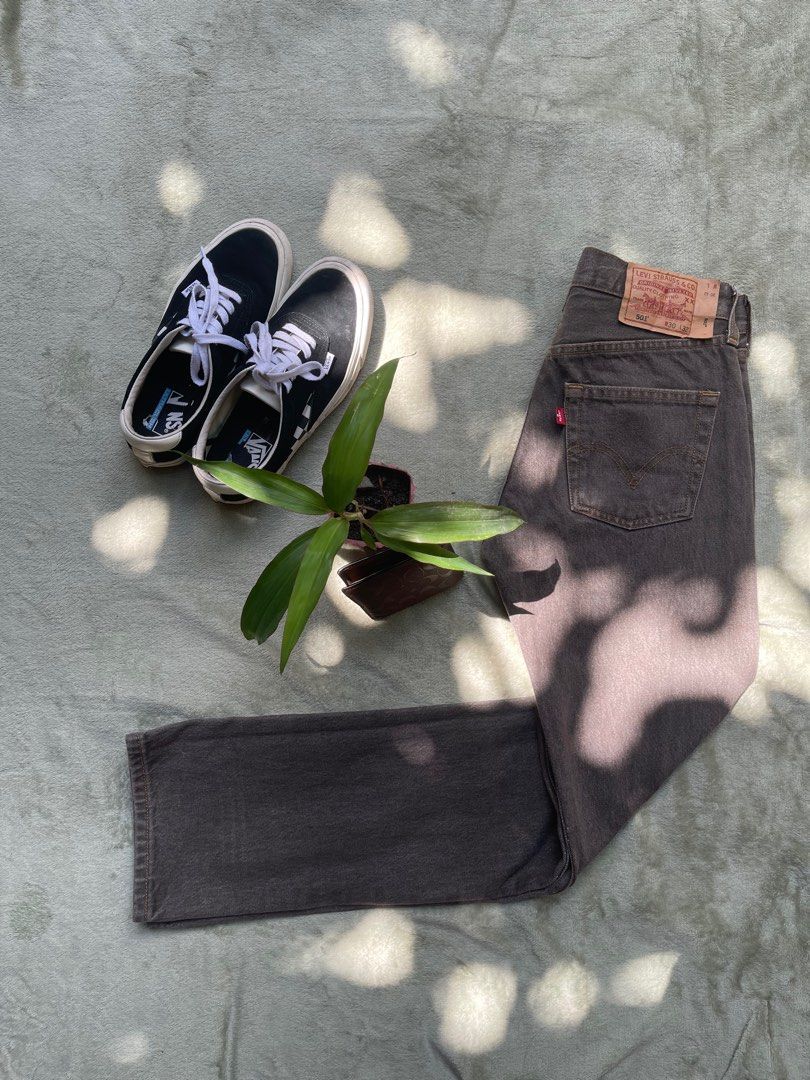 Levis 501 Gray Jeans x orange stitch, Men's Fashion, Bottoms, Jeans on ...