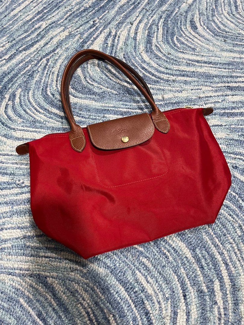 LONGCHAMP ORIGINAL BUTTON RED SMALL LONG HAND tote bag with etiketa ...