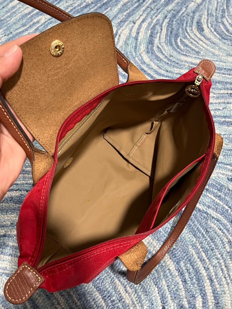 LONGCHAMP ORIGINAL BUTTON RED SMALL LONG HAND tote bag with etiketa ...