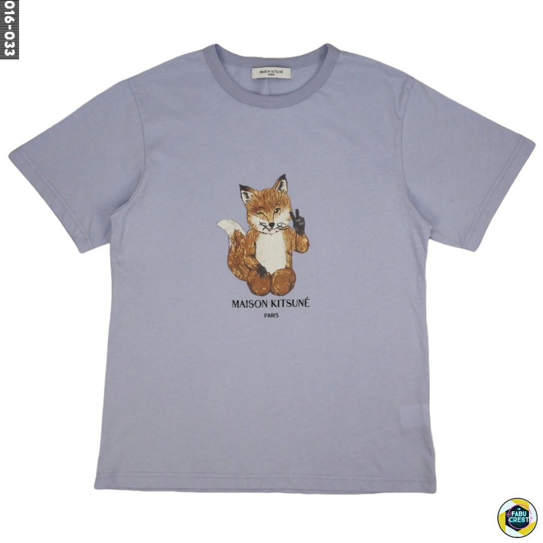 MAISON KITSUNE PEACE SIGN FOX CREW NECK TEE, Women's Fashion, Tops ...