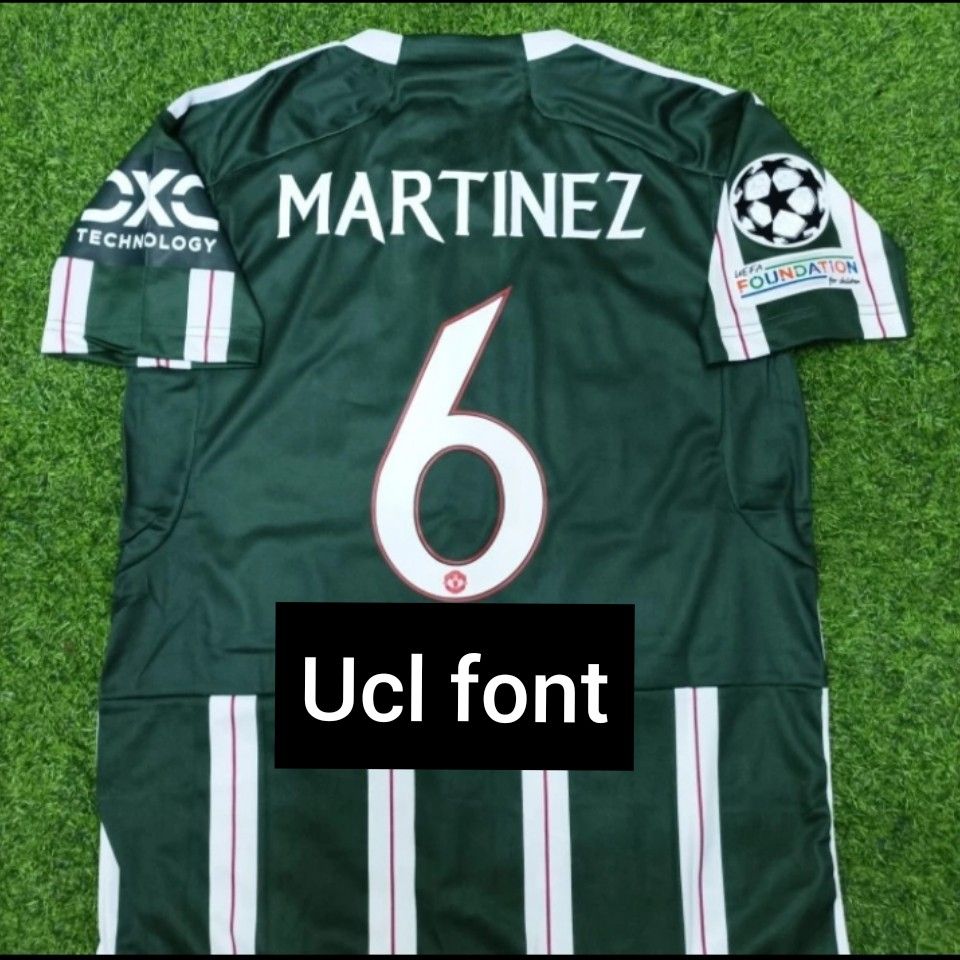 Man united away jersey fans issue 23/24+ ucl nameset & patches, Men's Fashion, Activewear on ...