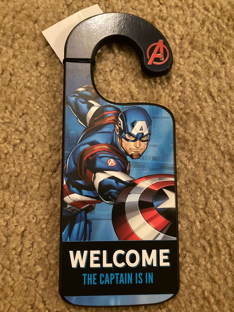 Marvel Captain America Double Sided Reversible Wood Door Hanger for ...