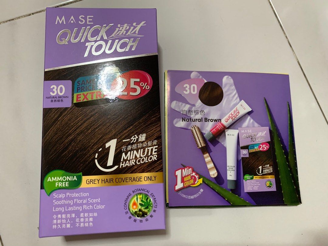 Mase quick touch extra 25% 1 min grey hair coverage natural brown hair ...
