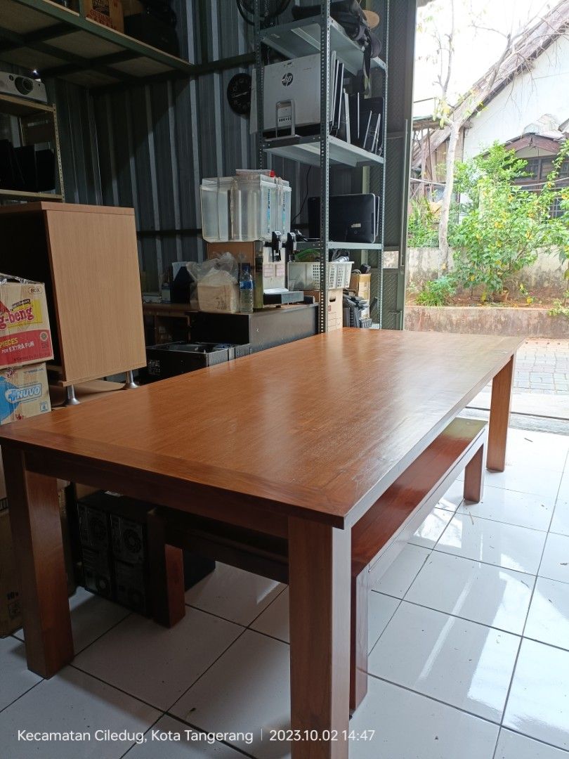 Meja kayu jati+multiplex, Perabotan Rumah di Carousell