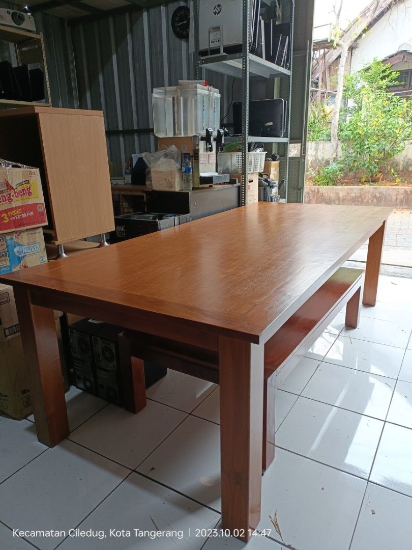 Meja kayu jati+multiplex, Perabotan Rumah di Carousell