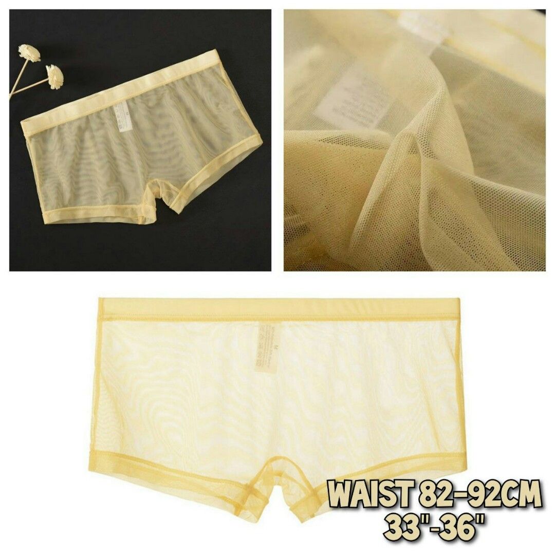 Men's See-thru Mesh Trunks Guys Underwear (Skin), Men's Fashion ...