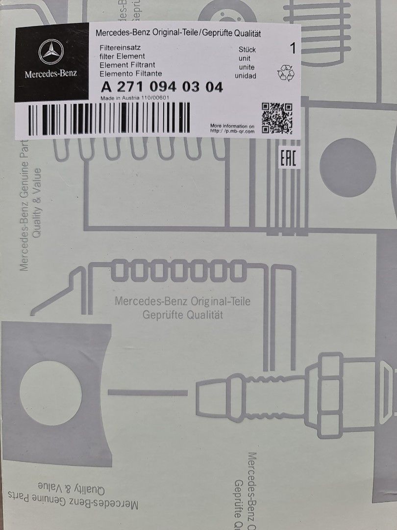 Mercedes-Benz Air Filter A2710940304, Car Accessories, Accessories on ...