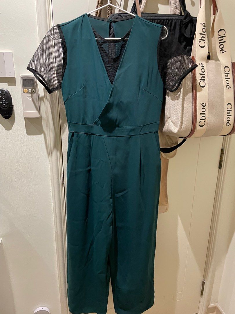 MGP Aerin green jumpsuit with black mesh, Women's Fashion, Dresses ...