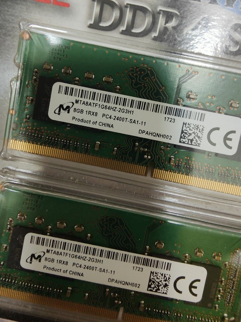 Micron So-Dimm DDR4 RAM for laptop 8gb x 2 PC4 - 2400T, Computers ...