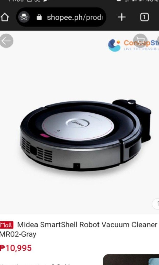 Midea Smartshell Robot Vacuum Cleaner MRO2-Gray, Furniture & Home ...