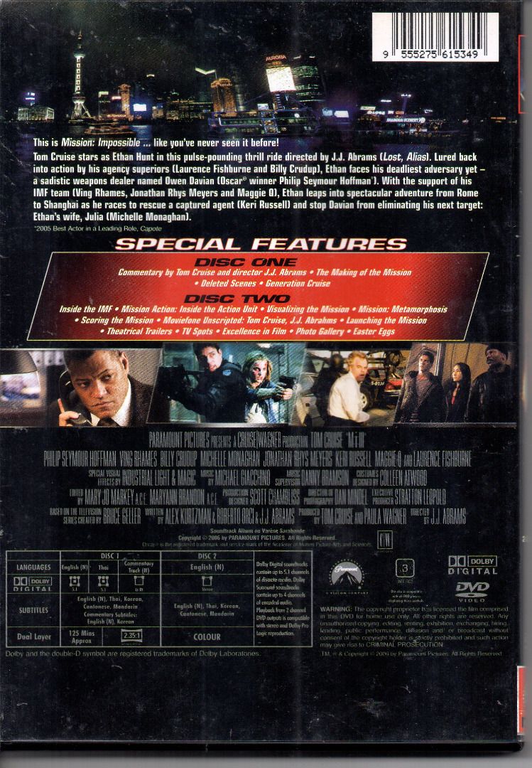 Mission Impossible III ***original dvd***, Hobbies & Toys, Music ...