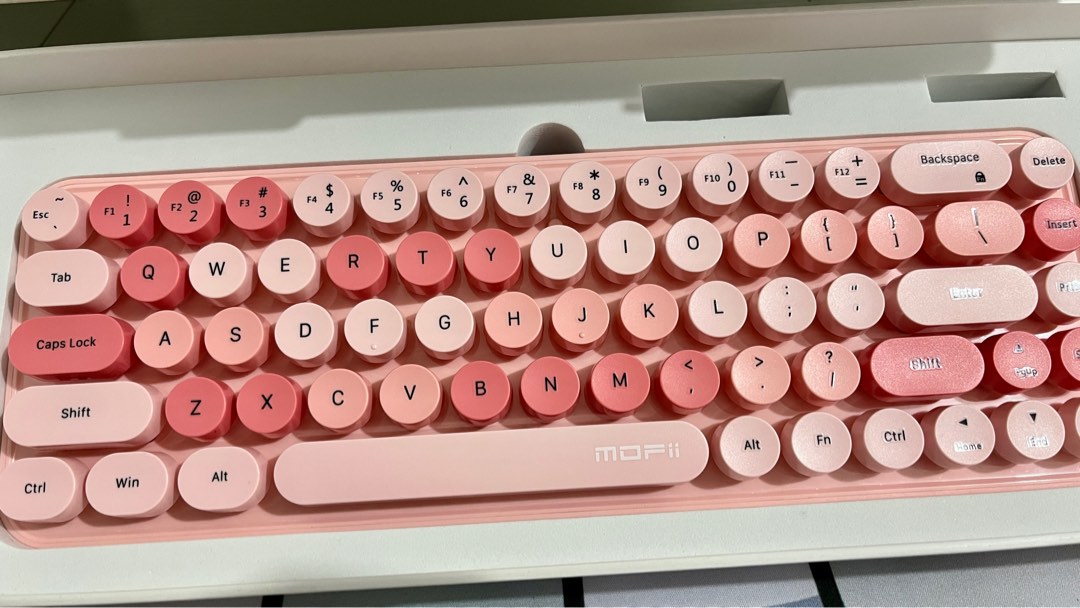 MOFii Wireless Cute Mini Keyboard and Mouse Set Retro Dot Keycap Office ...