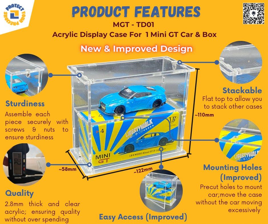[New Design] MGT - DT01 Acrylic Display Cabinet for 1 Mini GT Car & Box, Hobbies & Toys, Toys ...