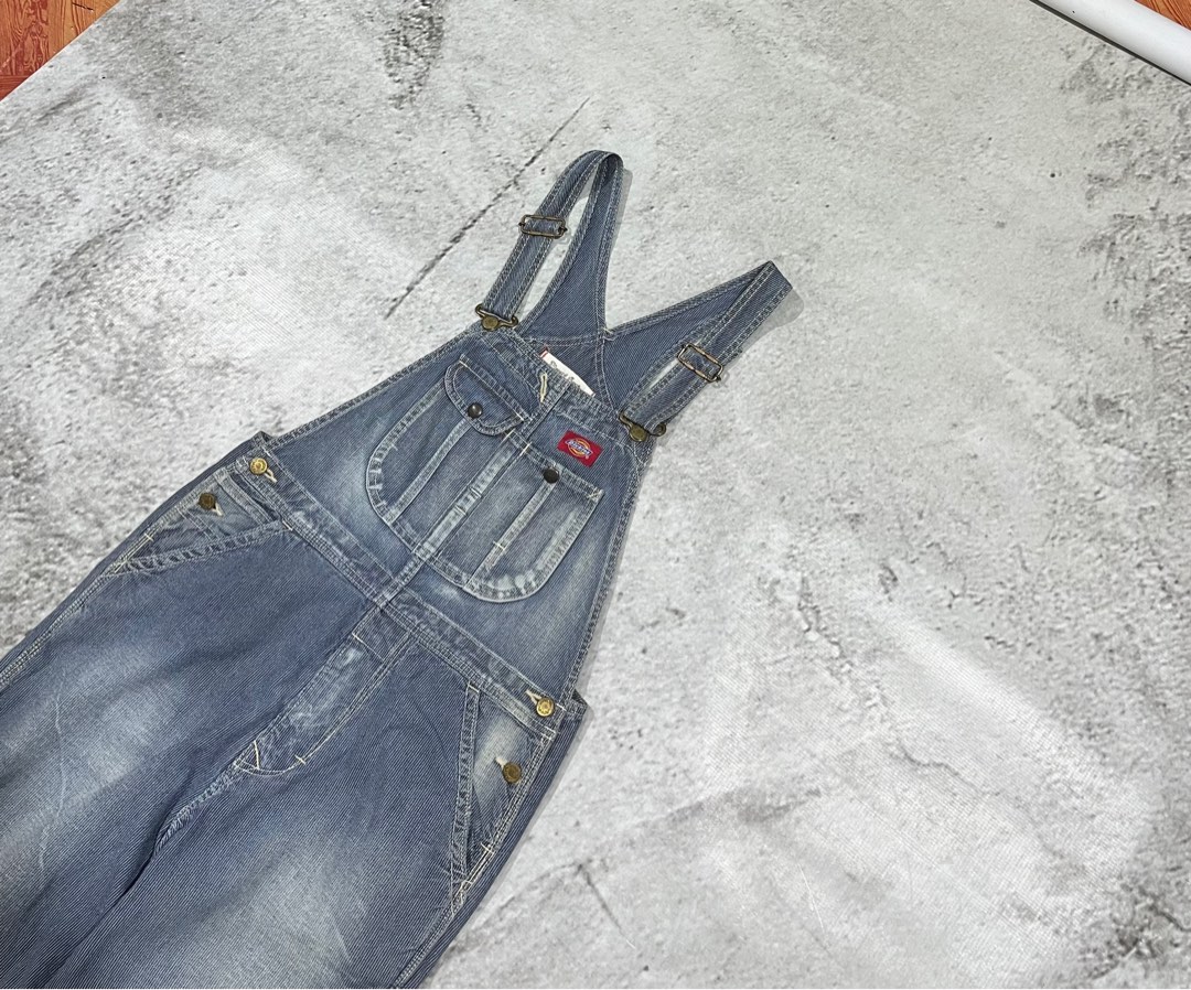 Overall Jeans hickory, Fesyen Pria, Pakaian , Baju Luaran di Carousell