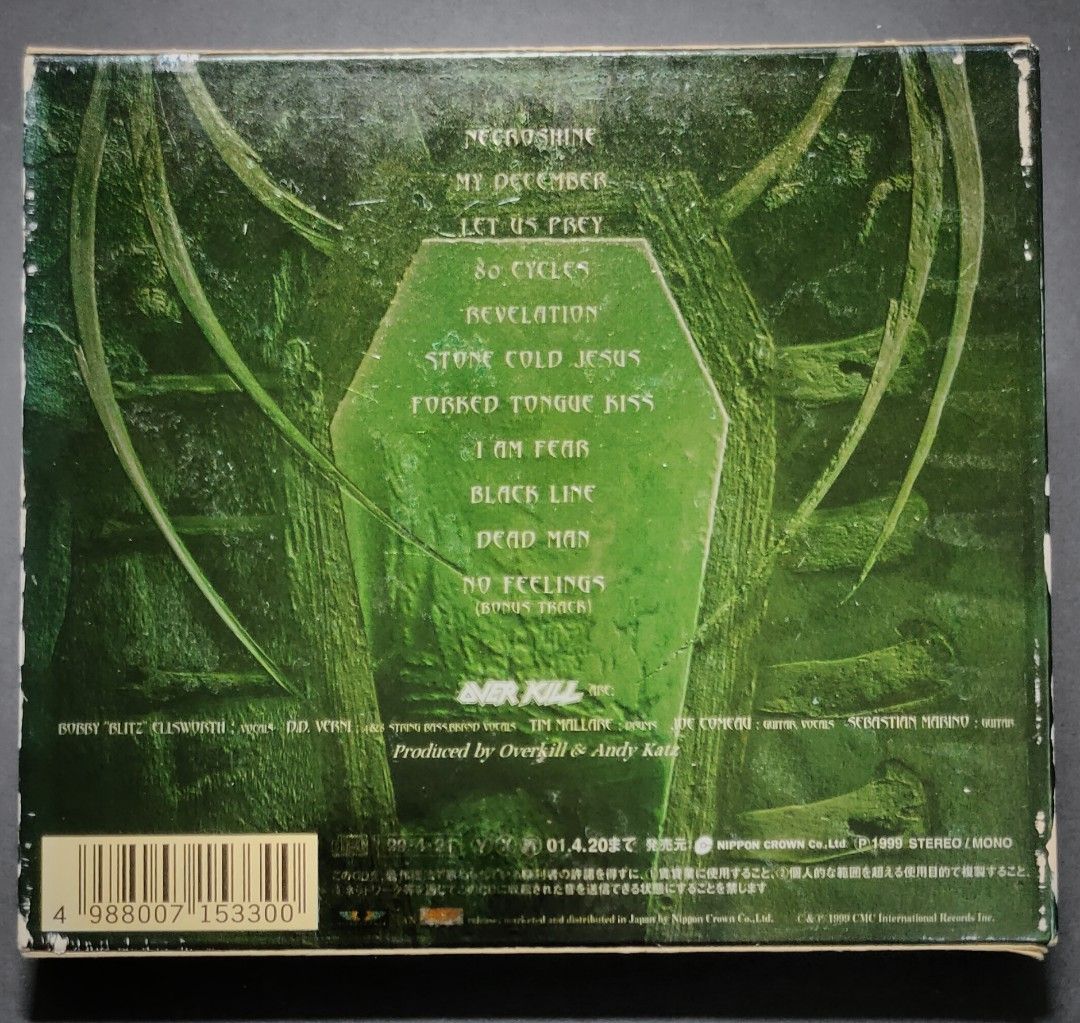 Overkill - Necroshine (CD, Japan, 1999), Hobbies & Toys, Music & Media ...