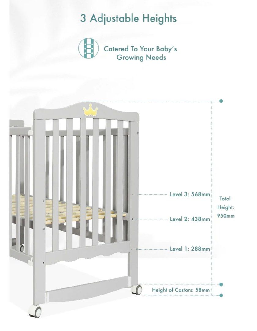 Palette Box 6 in 1 Convertible Baby Cot, Babies & Kids, Baby Nursery ...