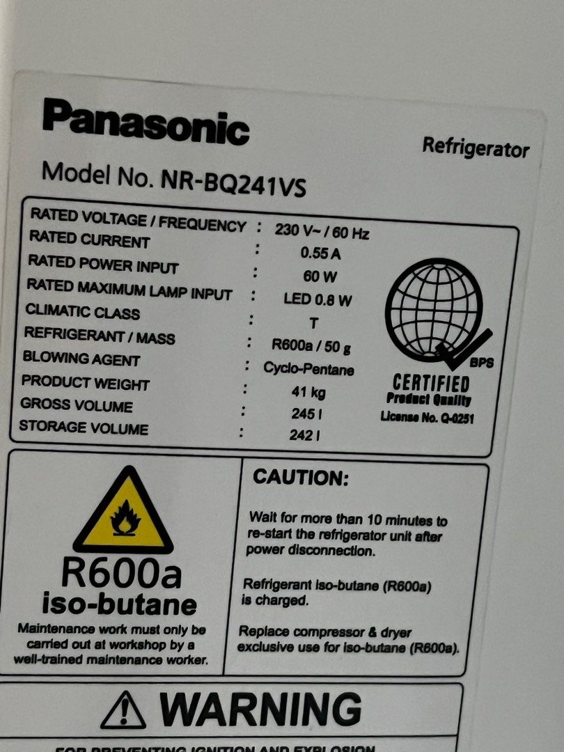 Panasonic Ref inverter, TV & Home Appliances, Kitchen Appliances ...