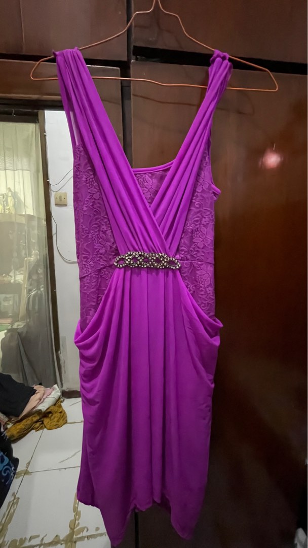 Purple Dress, Fesyen Wanita, Pakaian Wanita, Gaun & Rok di Carousell