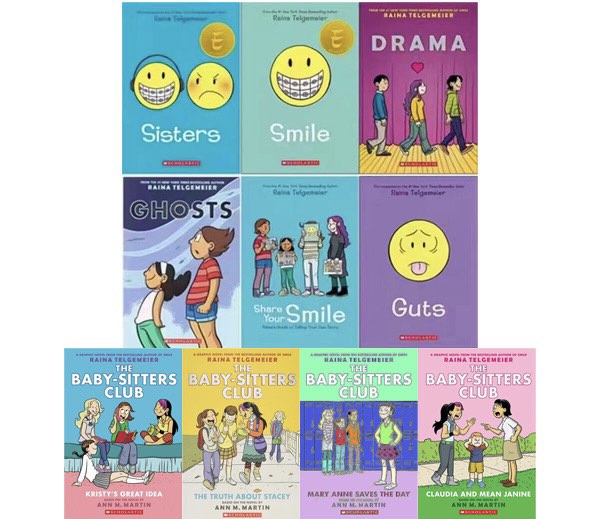 Raina Telgemeier Series (Sisters, Drama, Smile, Ghosts, Guts, Share ...
