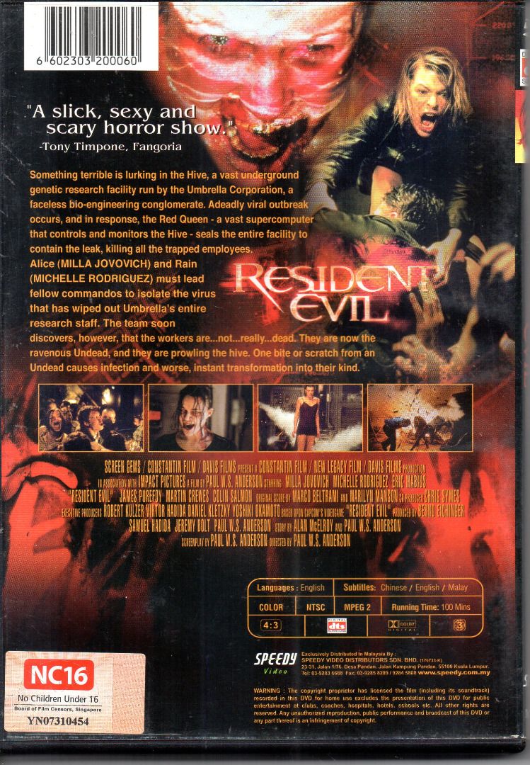 Resident Evil ***original dvd***, Hobbies & Toys, Music & Media, CDs ...