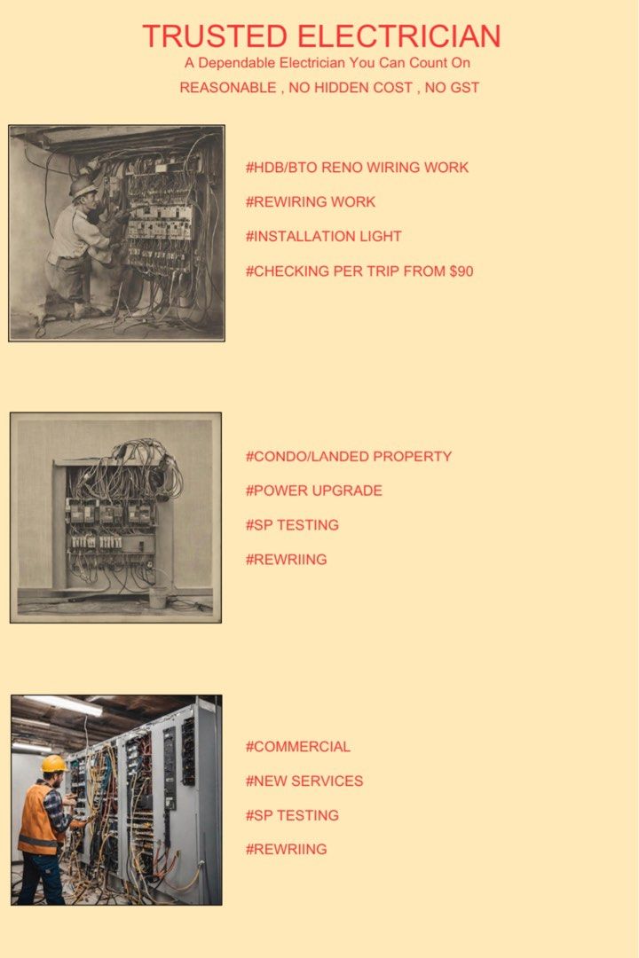 RCCB or ELCB replacement . New DB , licensing electrician , HDB ...